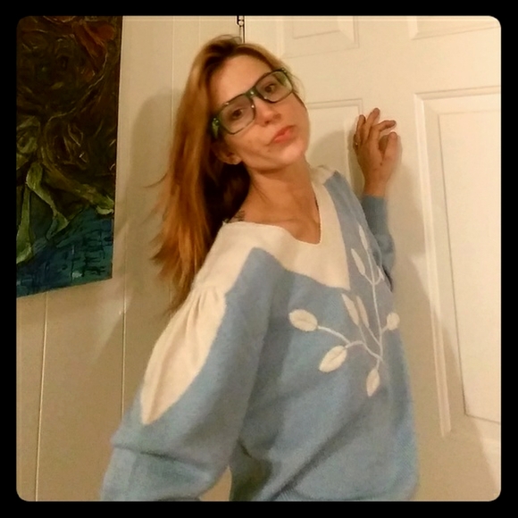 Vintage | Sweaters | Demure Maurada 98s Baby Blue Sweater | Poshmark